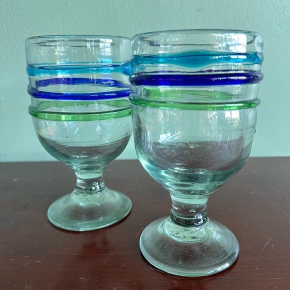 Dining | Set Of 2 Glass Goblets Mexican Drinking Glassware | Poshmark